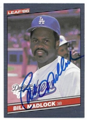 BILL MADLOCK Autographed Signed 1986 Leaf card #238 Los Angeles Dodgers ...