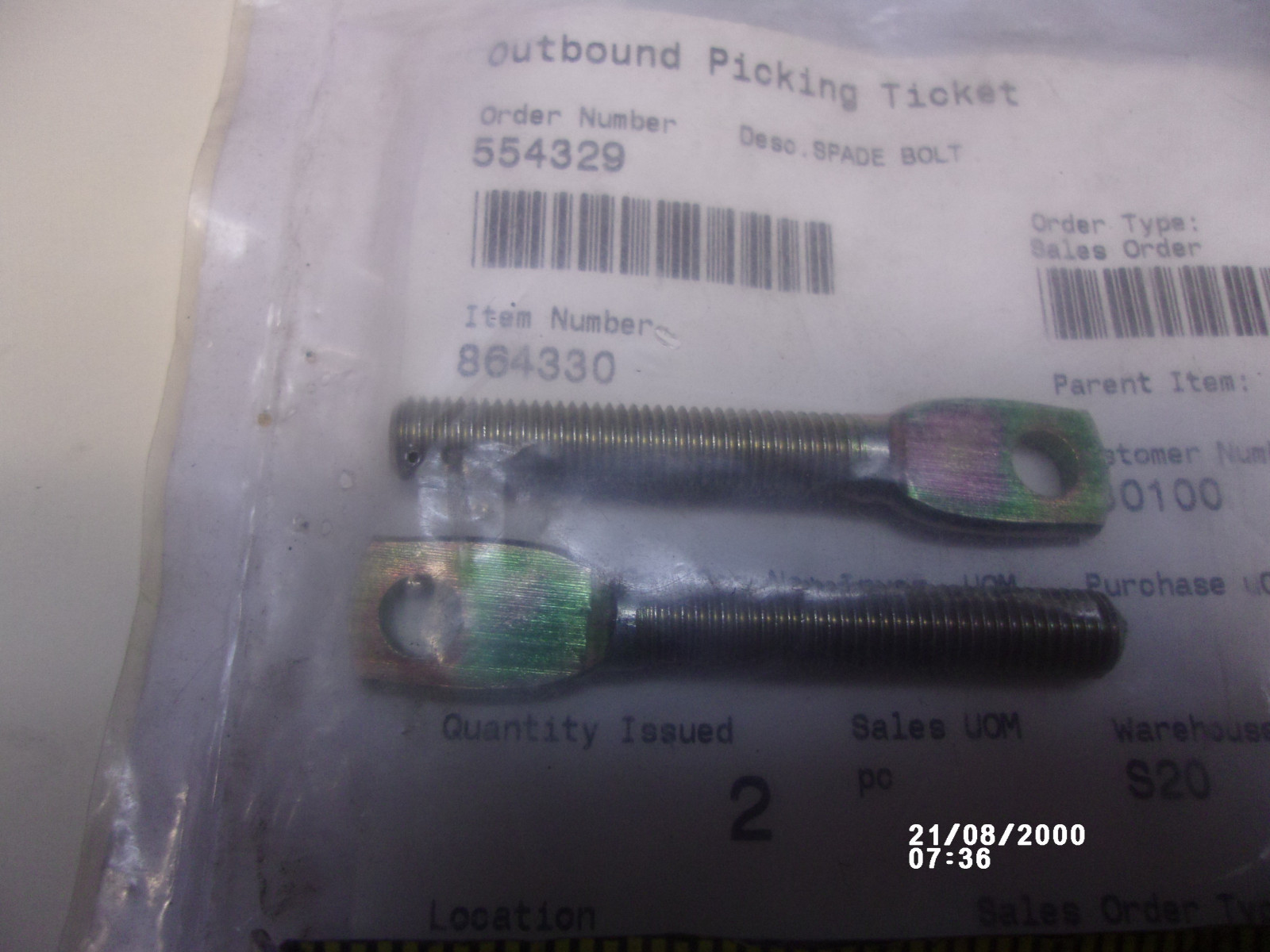 Manitowoc National Crane Care 864330 Set of 2 Spade Bolts | eBay