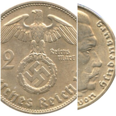 Allemagne Nazi 2 Reichs Mark 1936-1939 KM#93 Argent Choisissez Annee ...