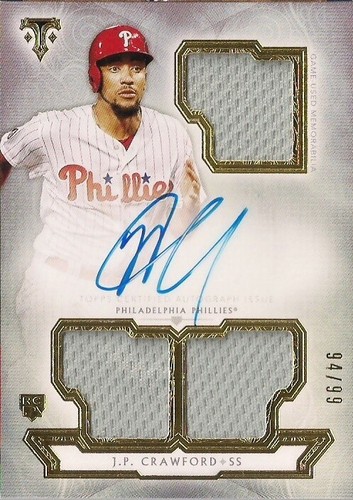 JP CRAWFORD 2018 Topps Triple Threads RC Autograph & Jersey /99 Seattle ...