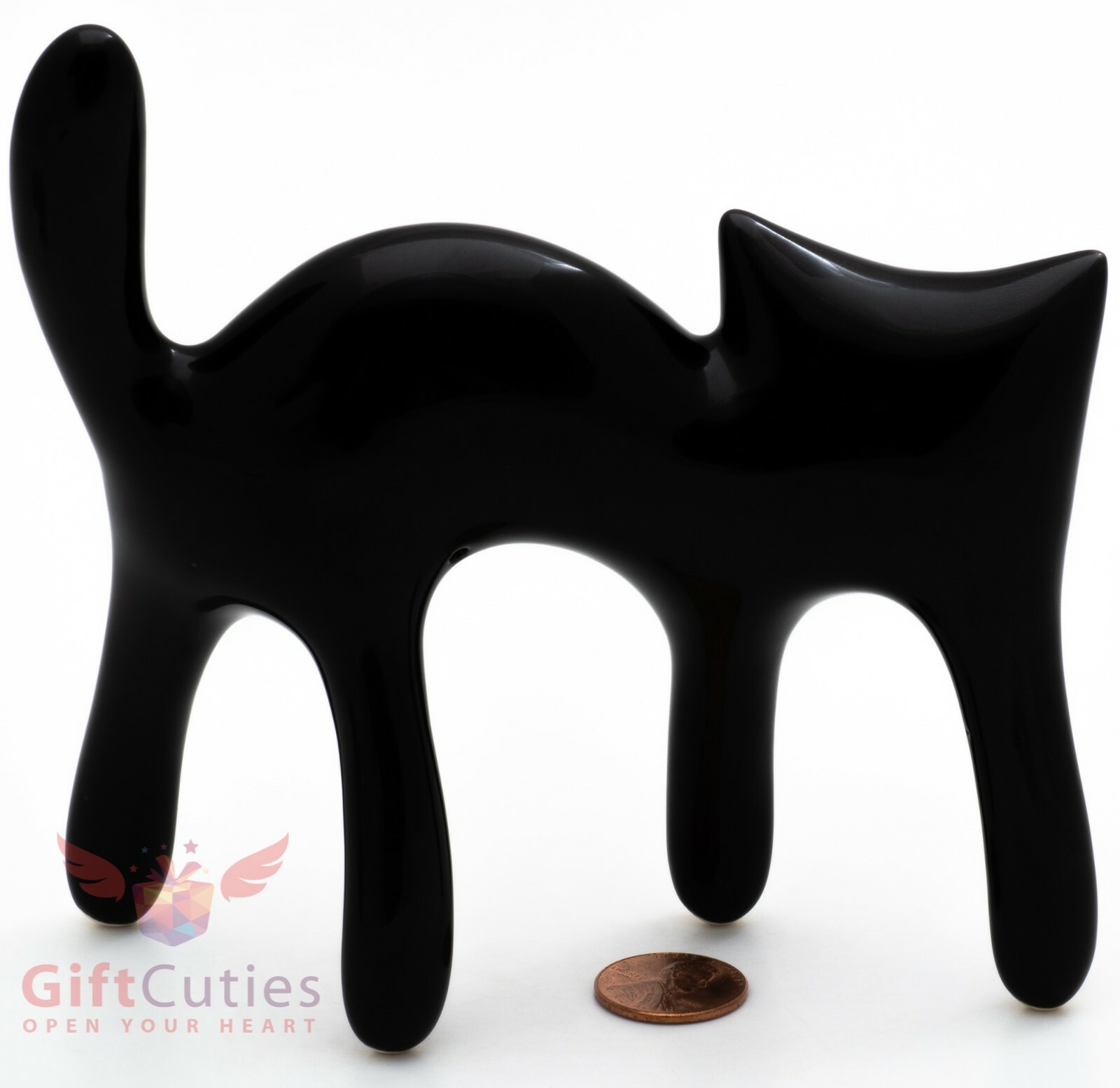 Porcelain Figurine of Black Angry Cat Kitty Kitten | eBay