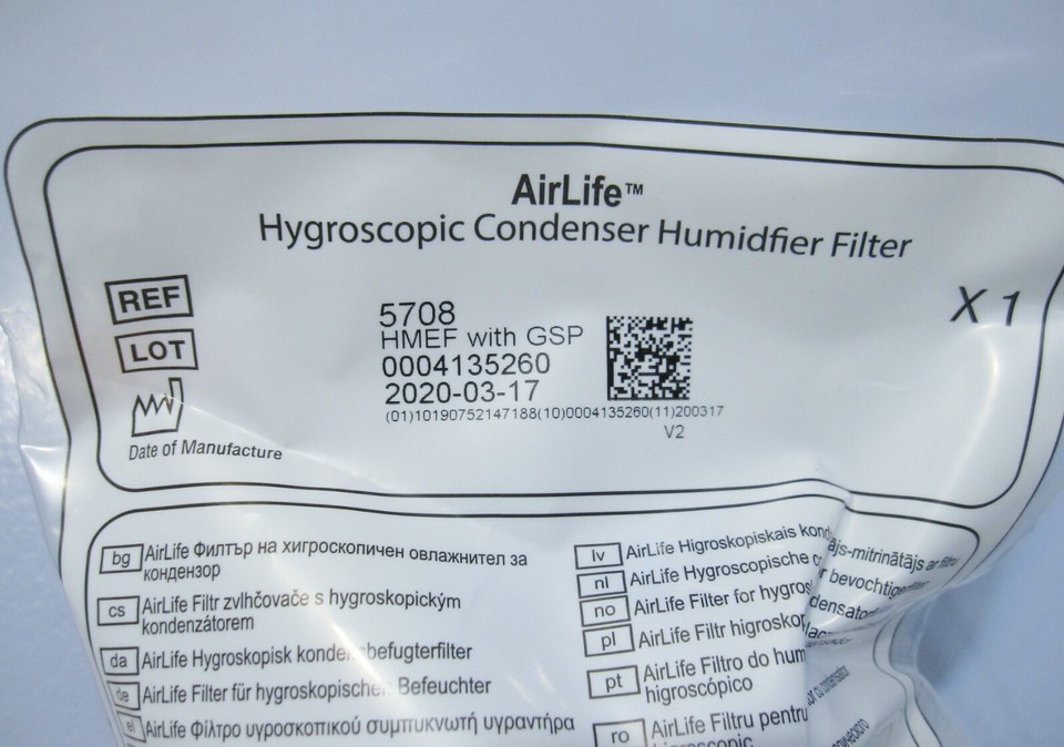 Vyaire AirLife REF 5708 Hygroscopic Condenser Humidifier Filter - LOT ...