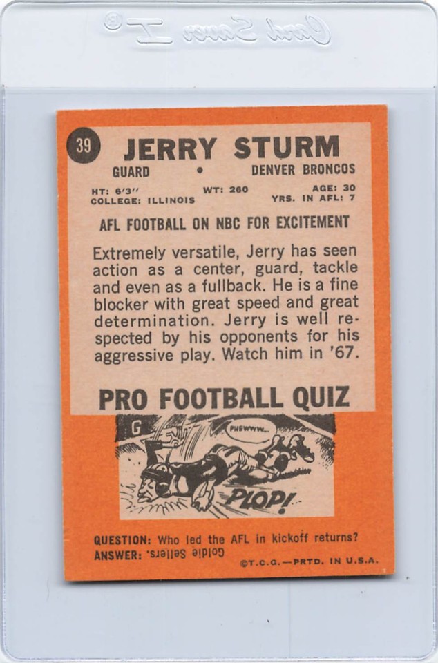 1967 Topps #39 Jerry Sturm Broncos EX *DA-C9344 | eBay