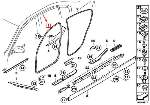NEW BMW 3 E90 FRONT DOOR RUBBER SEAL 51727247258 OEM | eBay