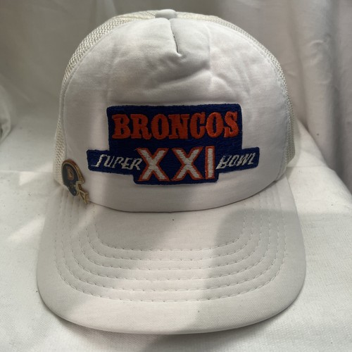 Vintage Denver Broncos Super Bowl XXI White Mesh SnapBack Cap | eBay
