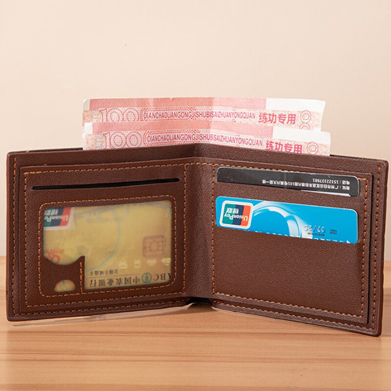 PU Leather Men Wallets Portable Square Shape Geometric Pattern Coin ...