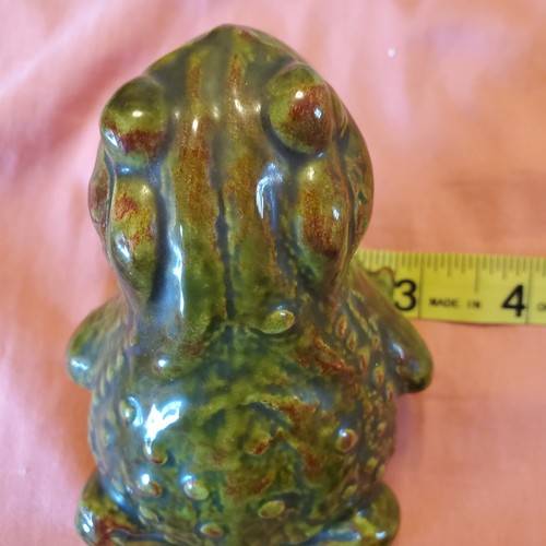 Vintage Ceramic Frog Green 3" High Painted Glossy Bumpy Spots Signed ...