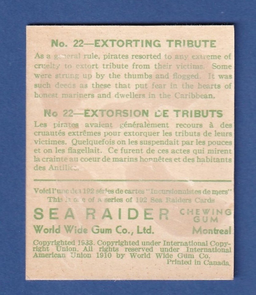 1933 Sea Raider - World Wide Gum Co. #22 Extorting Tribute | eBay