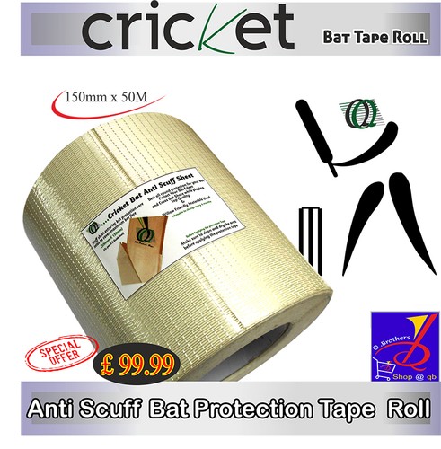 CRICKET BAT ANTI SCUFF SHEET & ROLL 150mm X 50M EXTRATEC BAT PROTECTION ...