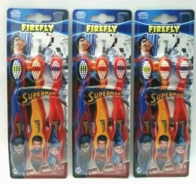 DR FRESH DC Comics Soft Superman Toothbrushes Red/Yellow/Blue 3 Each ...