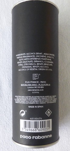 PACO RABANNE Eau De Toilette Natural Spray 3.4 Oz 100ML Men's Body Mist ...