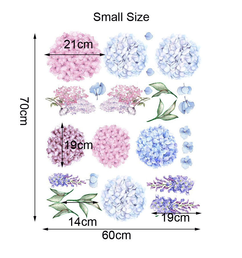 Hydrangea Wisteria Flower Decal Wall Stickers Kids Girls Nursery Home ...