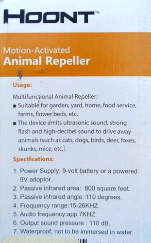 Hoont Motion Activated Ultrasonic Outdoor Animal & Pest Repeller up to ...