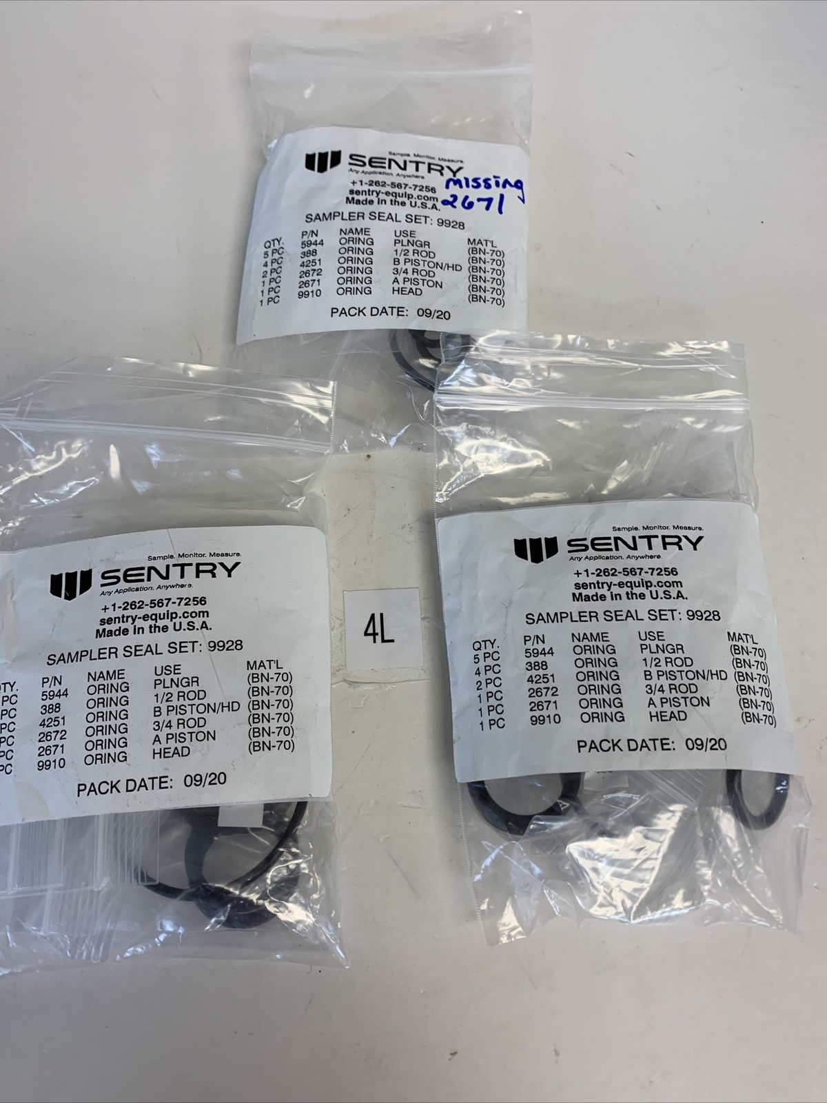 Sentry Equipment Sampler Seal Set 9928 (Lot Of 3) One Set Missing 1 ...