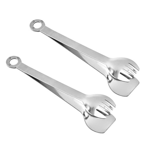 2 Pcs Silver Tongs Stainless Steel Lemon Tongs Kitchen Tongs Ice Bucket ...