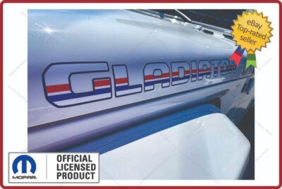 (2x) 18 - 25 Retro Jeep GLADIATOR Hood Vinyl Decals Stickers USA Flag ...