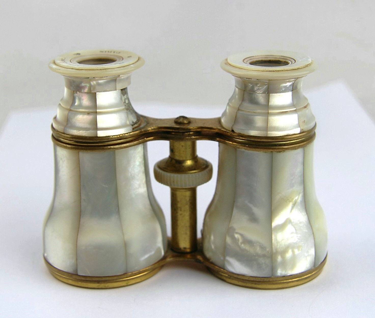 ANTIQUE FANCY WHITE MOTHER OF PEARL LARGE FRENCH OPERA GLASSES MISSING ...