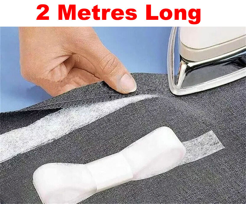 IRON-ON HEMMING TAPE QUICK FIX SHORTEN CLOTHING TURN UP HEM NO SEWING 2 ...