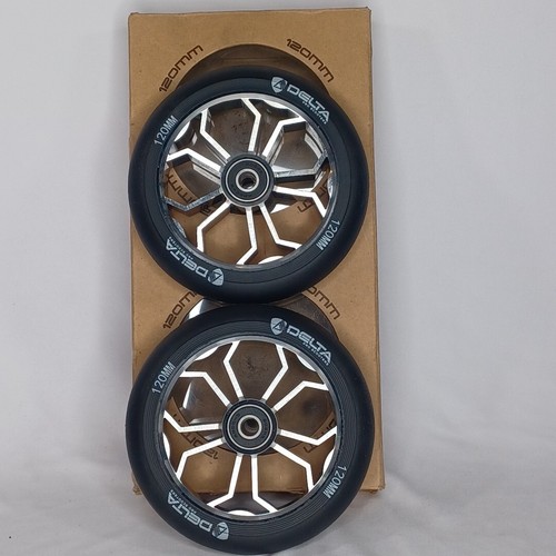 Delta 88A Pro SCOOTER WHEELS 120mm x 24mm Polished Metal & Black ABEC-9 ...