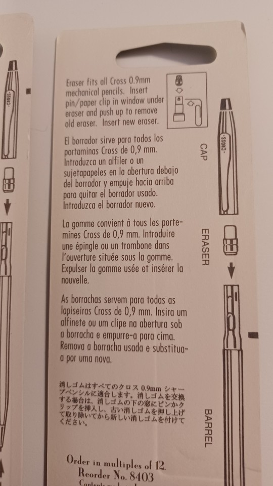 Cross 0.9 mm 12 Pencil Lead Refills #8402 & 3 Erasers #8403 Old Stock ...