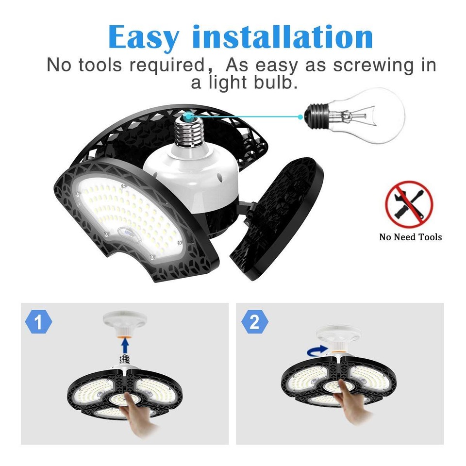 LED Garage Light 120W Deformable LED Garage Ceiling Lights 18000 Lumens ...