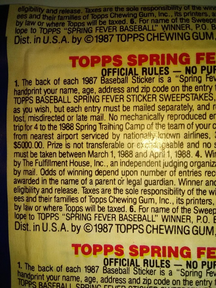 Topps 1987 Baseball Yearbook 5 Stickers - Unopened | eBay