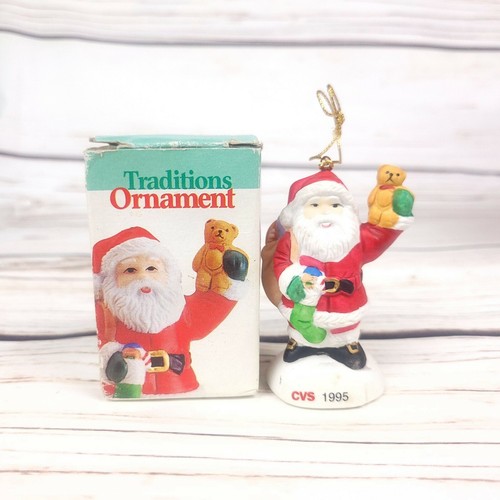 Vintage CVS Christmas Tree Ornament Santa Claus With Teddy Bear 1995 2. ...