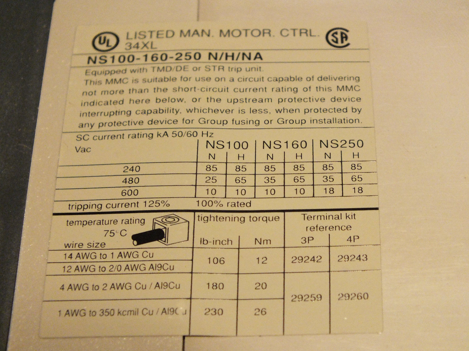 MERLIN GERIN NS100H STR22SE 100 3P3D 100A (29790) | eBay