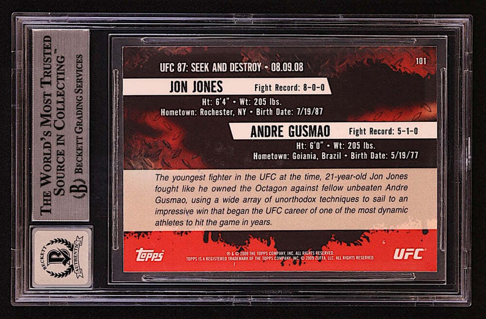 Jon "Bones" Jones Signed Jon Jones vs. Andre Gusmao 2009 Topps UFC #101 ...