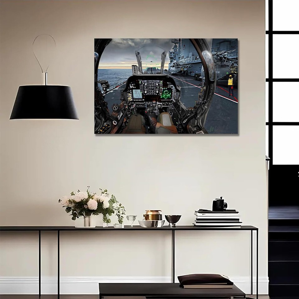 F22 Cockpit view Poster Fighter Aircraft Cockpit Canvas Wall Art Poster ...