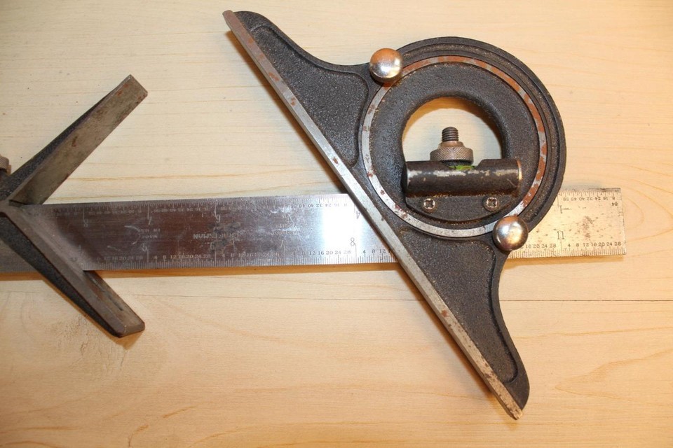 Vintage Craftsman Machinist Combination Square Set Cast Iron Protractor ...