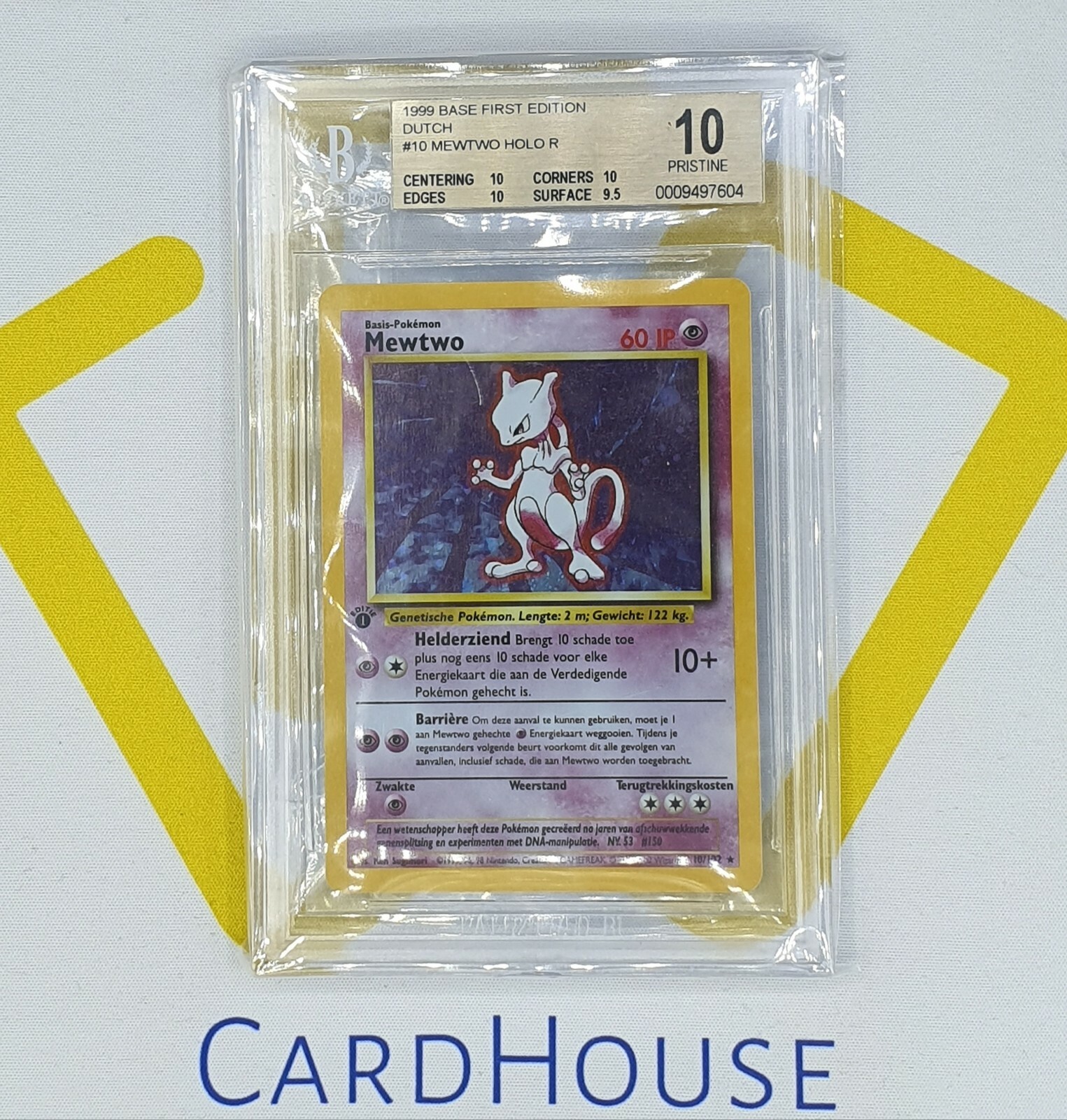 BGS BECKETT 10 PRISTINE Mewtwo Base Set 1st Edition DUTCH Holo 1999 ...