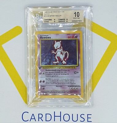 BGS BECKETT 10 PRISTINE Mewtwo Base Set 1st Edition DUTCH Holo 1999 ...