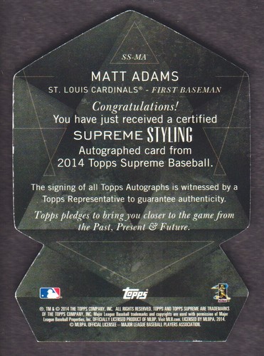 2014 Topps Supreme Baseball Styling Autograph Sepia #SS-MA Matt Adams ...