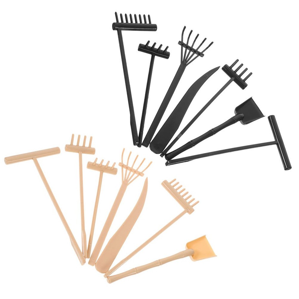 14 Pcs Sand Tray Miniatures Rake Plastic Crafts Garden Leaf Tools ...