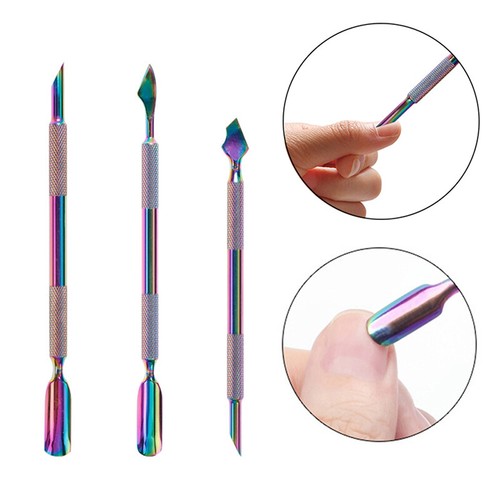 Cuticle Pusher Remover Spoon Cut Stainless Steel Decors Pedicure Nail ...