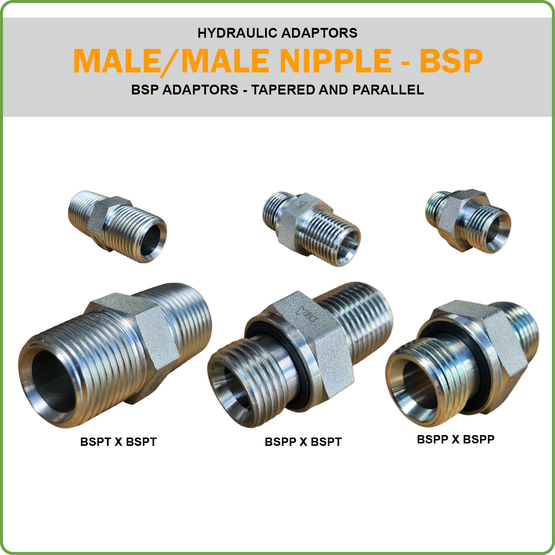 Hydraulic Adaptor Fitting BSP Male Male Nipple Bulkhead BSPP BSPT 1/8 ...