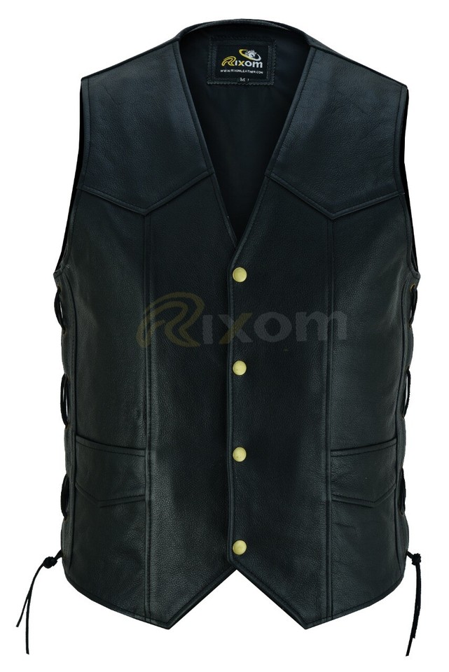 Biker Leather Waistcoat Men's Cut Motorcycle Black Various Club Bikers ...