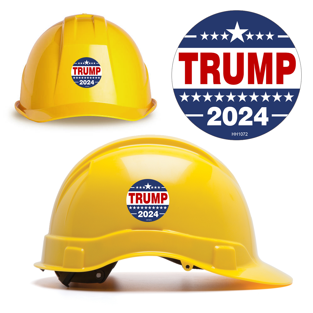 Hard Hat Trump 2024 Round "BLUE" Stickers 4 Pack - MAGA President ...