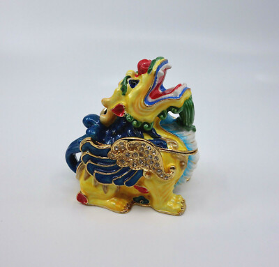 * WOW! YELLOW QILIN KYLIN BEJEWELED TRINKET BOX * | eBay