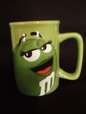 M&M'S MARS COLLECTIBLE 2011 COFFEE TEA MUG~GREEN LADY~RAISED 3 D IMAGE ...