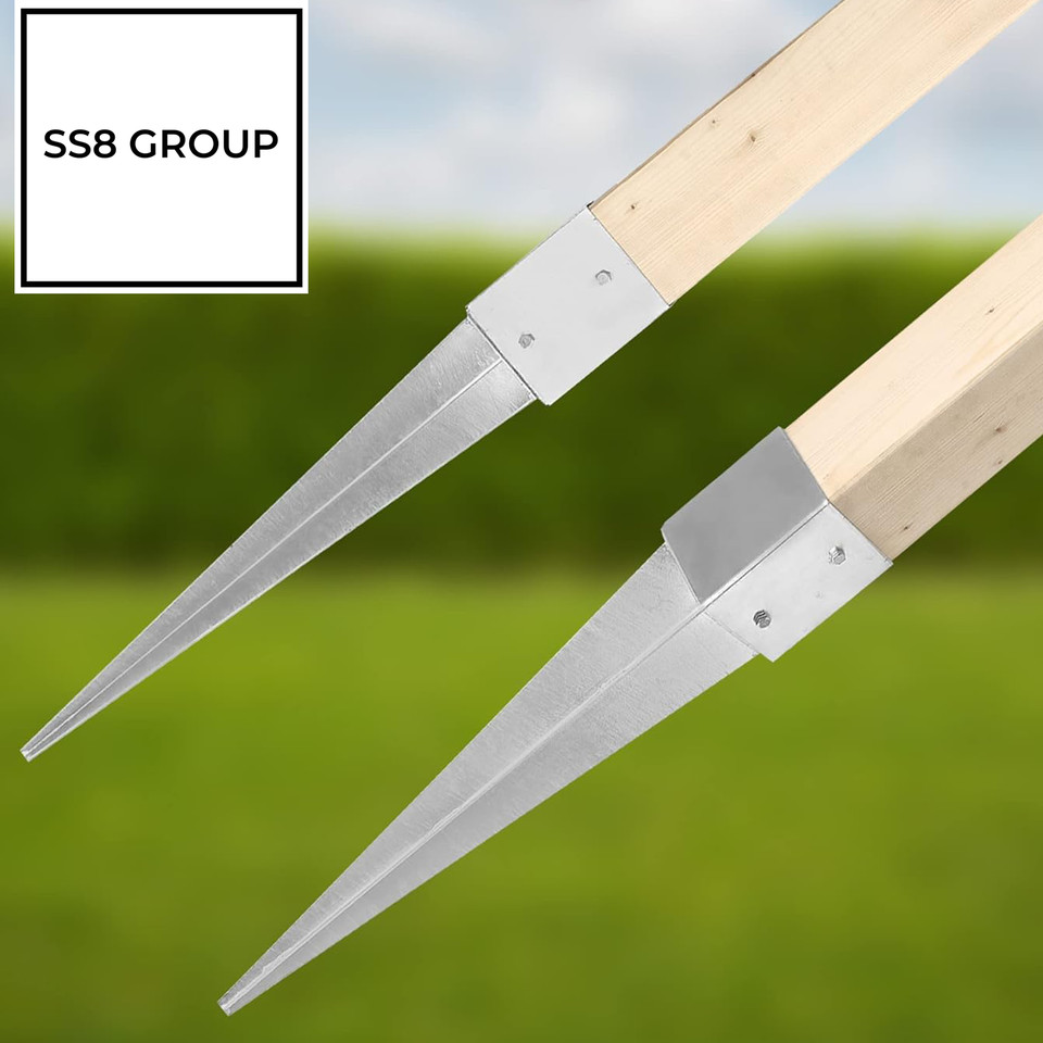 Fence Post Support Spike Holder Metal Drive In Stakes Rust Resistant ...