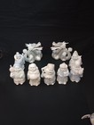 Pair of Yashimi K Porcelain Light Blue Dragon & 7 Lucky Gods Figurines ...