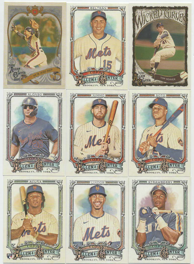 NEW YORK METS 2025 TOPPS ALLEN & GINTER (10) MASTER SET W/ RCs ...