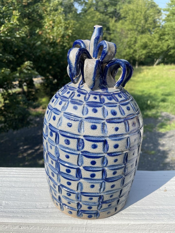 RARE Dave Eldreth Vintage Salt Glaze Grey Blue Stoneware Figural ...