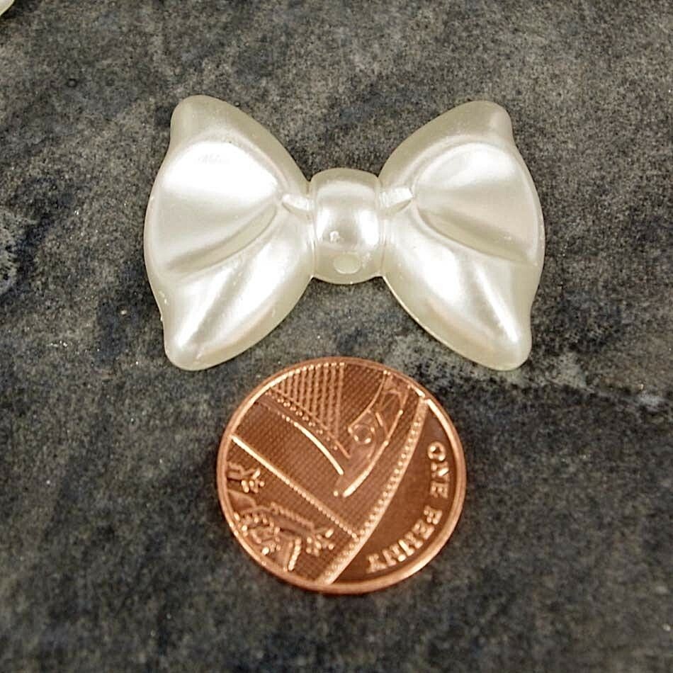 Ivory Pearl Bead Shaped Solid Bows Large or Small Wedding Cards 28mm or ...