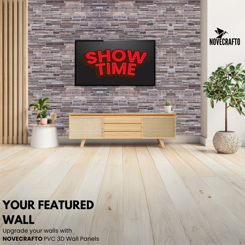 Stone Brick Effect PVC Plastic Wall Covering Panels Decorative Cladding ...