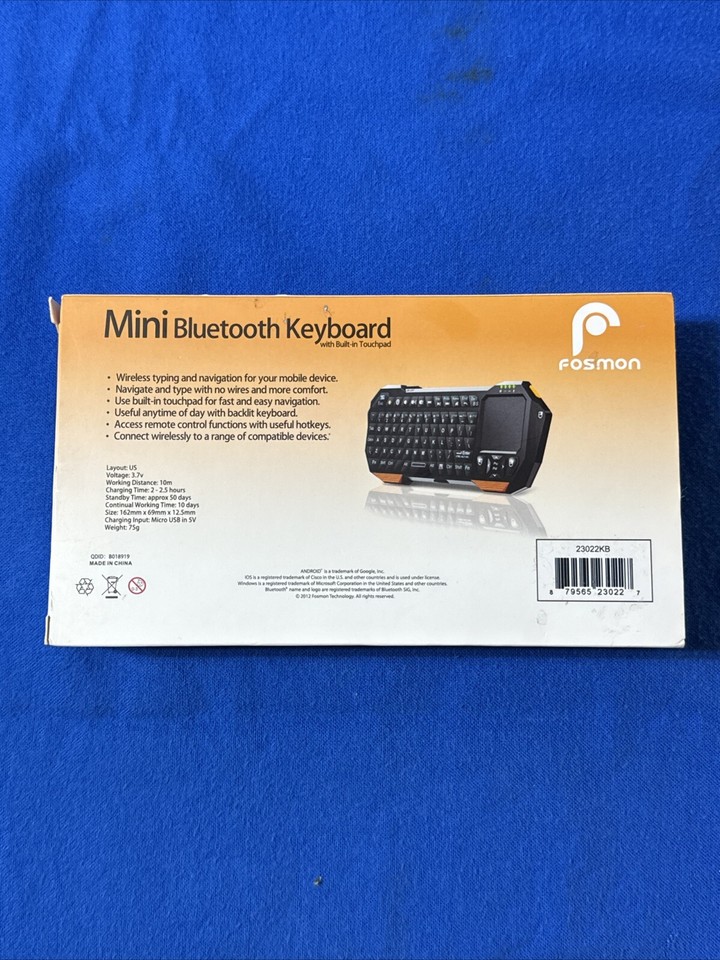 Fosmon 30FT Mini Wireless Bluetooth Keyboard Touchpad for iOS Android ...