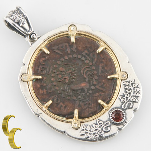 TIBET COIN IN 2 TONE SILVER BEZEL WITH TOURMALINE PENDANT | eBay