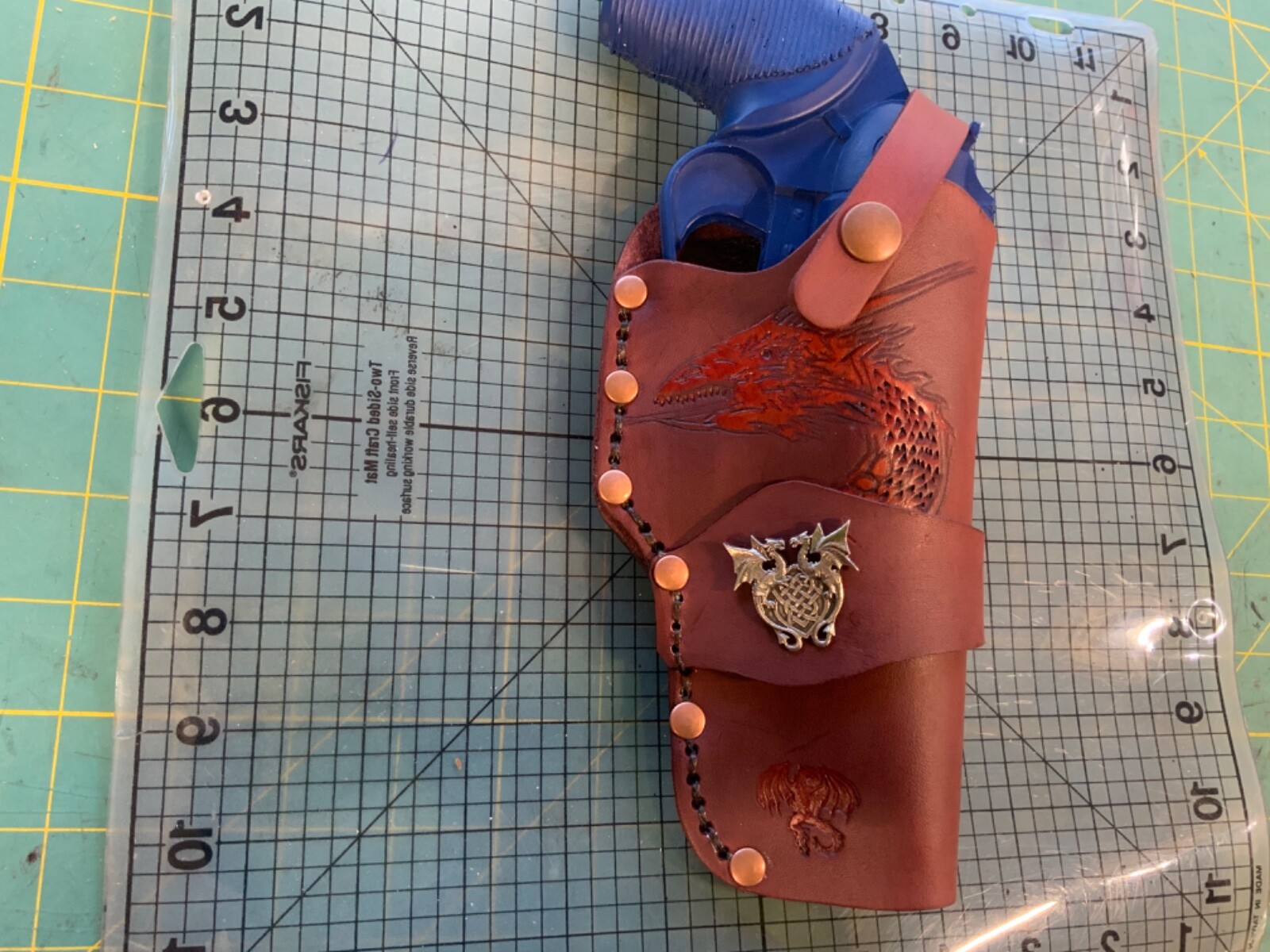 Handmade Leather RH Cross Draw Taurus Judge Holster Dragon Carving | eBay